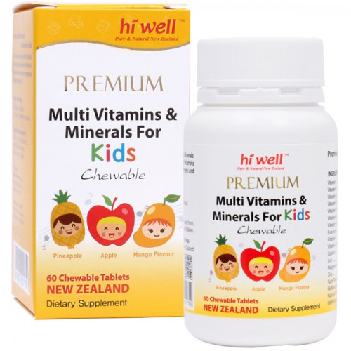 Hi Well Premium Multi Vitamins & Minerals For Kids 60 Chewable Tablets